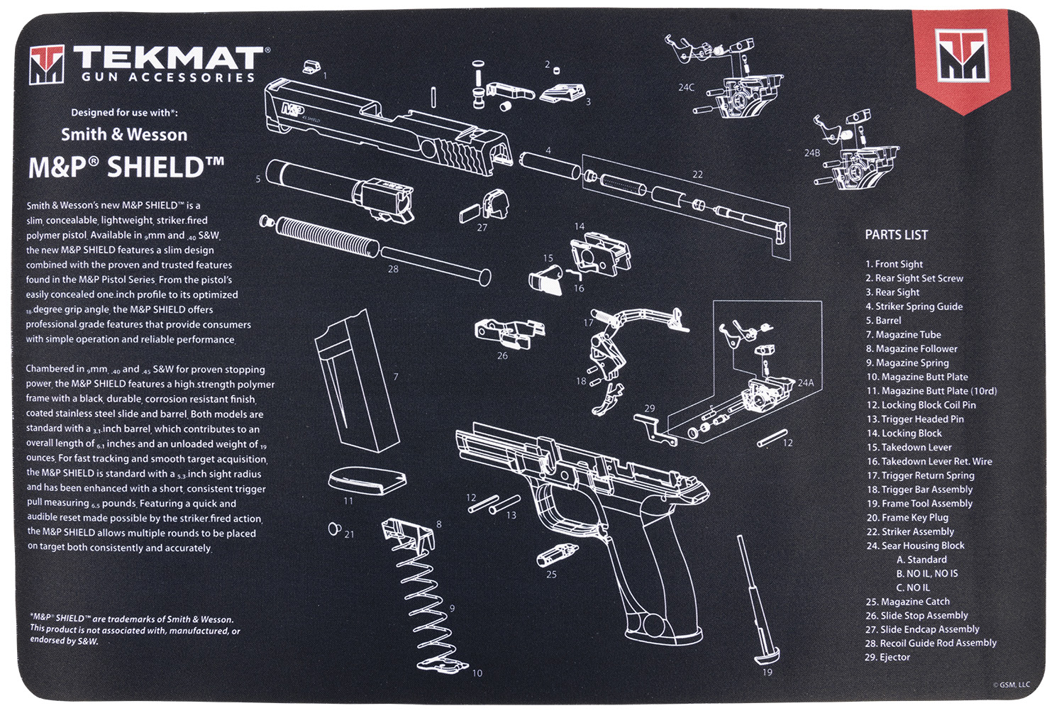 M&P Gun Cleaning Mat Schematic (Exploded View) Diagram, 47% OFF